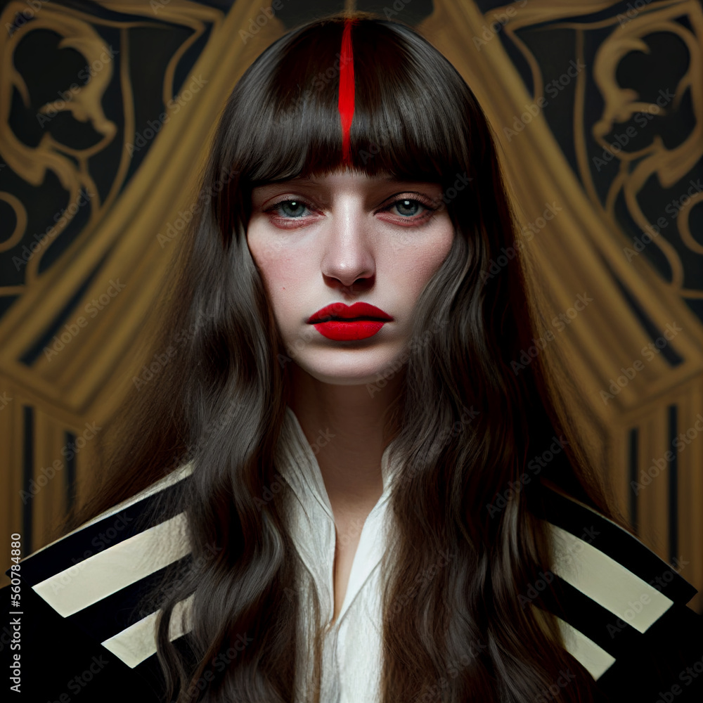 Young Pale Woman Serial Killer Red Lips Cold Dead Eyes Brunette Long ...