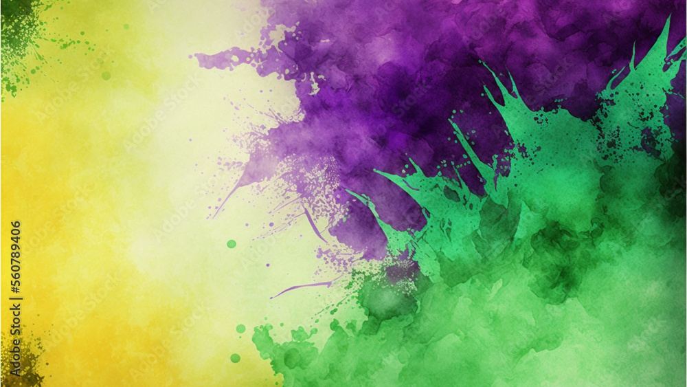 Mardi Gras Digital Watercolor Background Abstract Splash Colorful Art ...