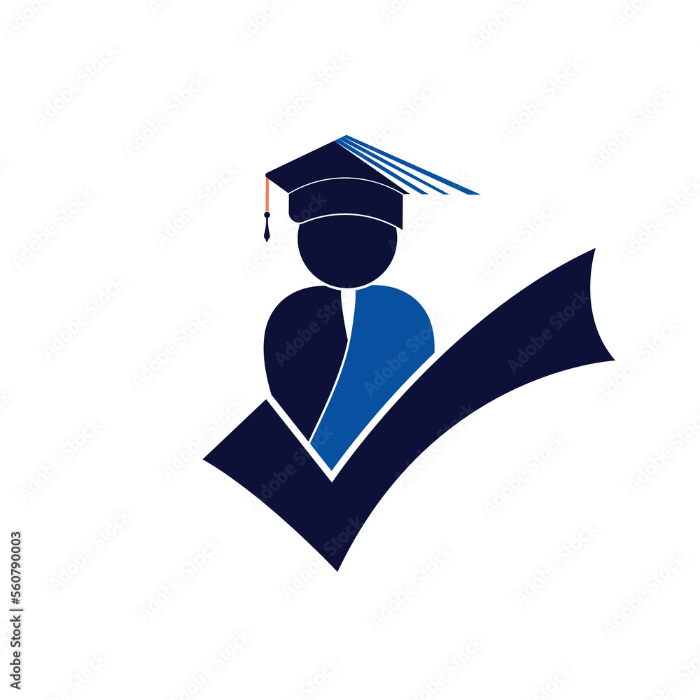 Student and check mark icon and logo design. Educational and ...