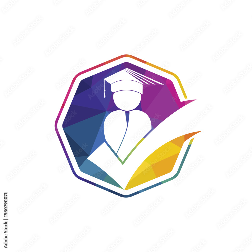 Student and check mark icon and logo design. Educational and ...