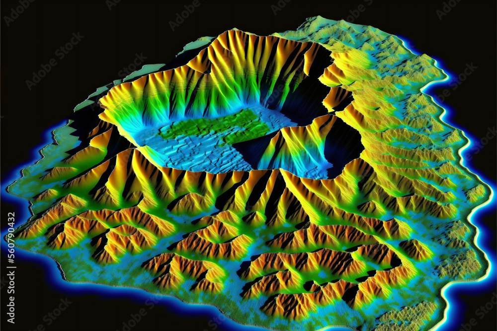 GIS lidar map 3D, Model land surface product made after processing ...