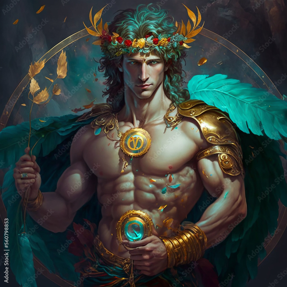 Ancient Greek God Apollo Created With Generative Ai Technology Stock