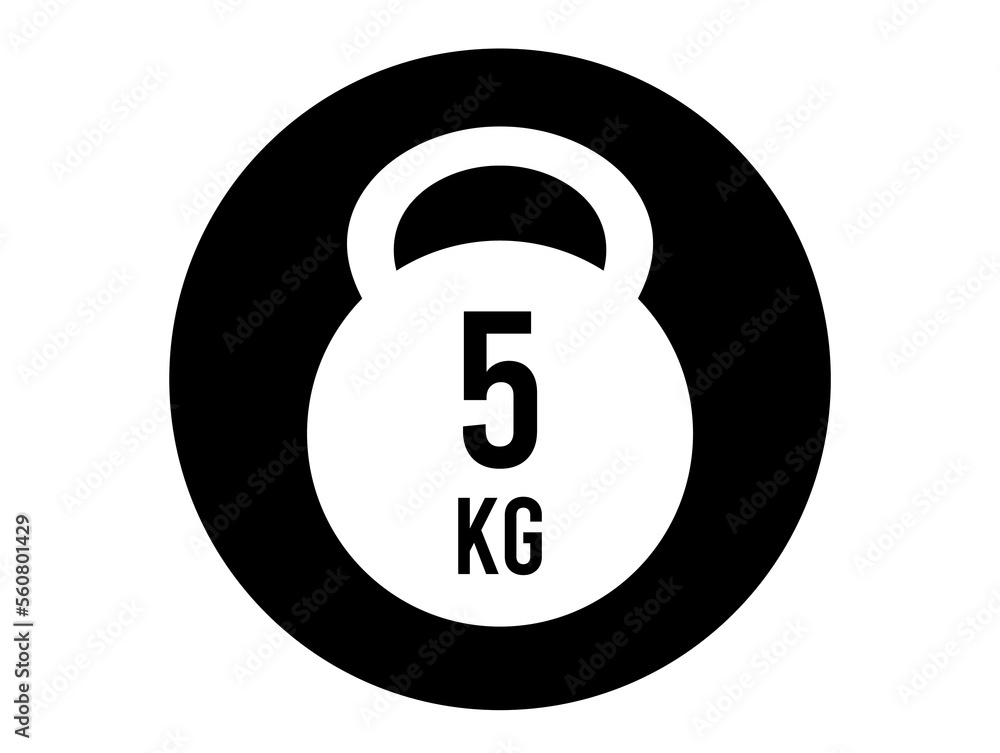 5 kg weight icon. Vector weight in kilograms isolated on white ...