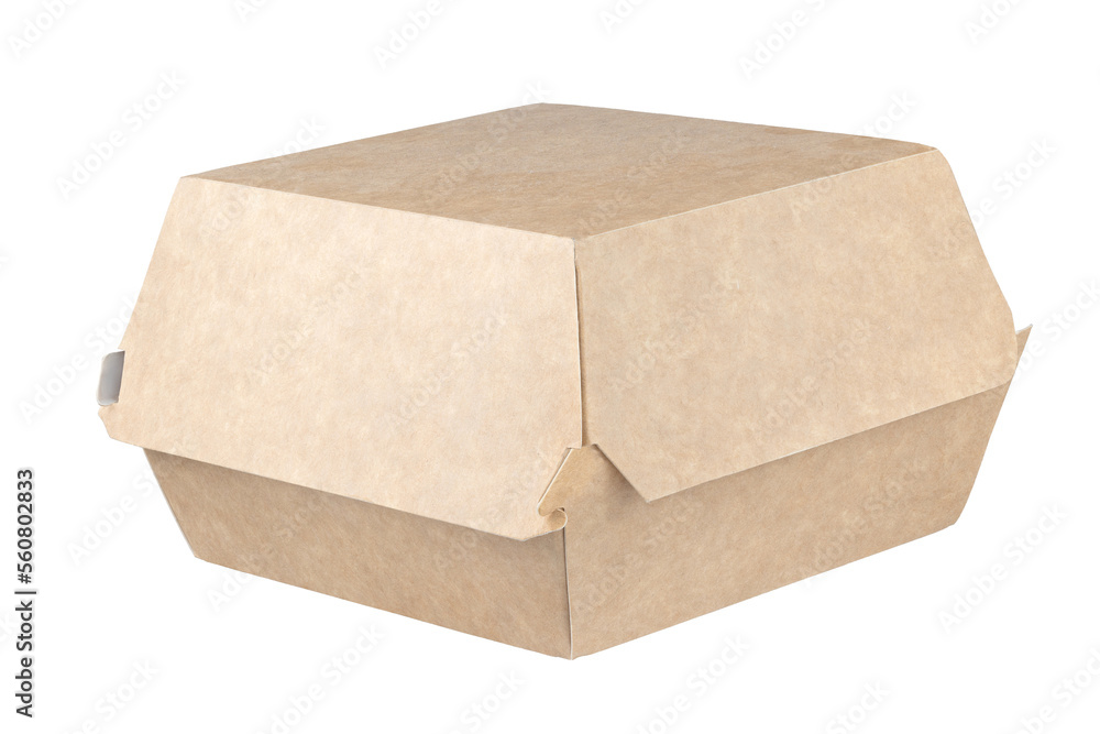 Craft brown burger eco box isolated on white background. Eco-friendly ...