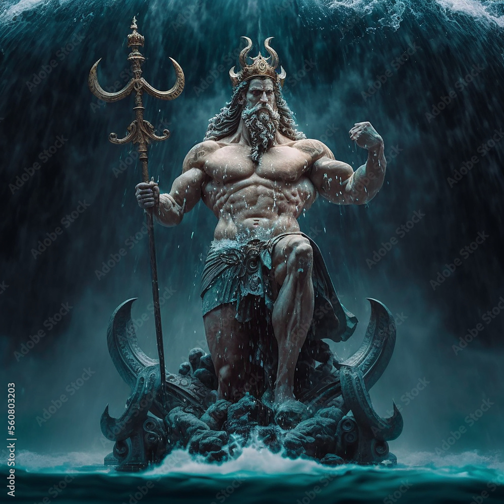 Ancient greek god Poseidon Stock Illustration | Adobe Stock