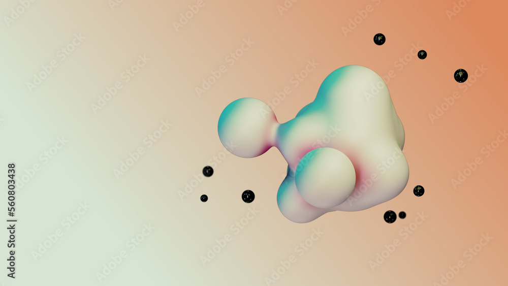 Liquid animated moving white meta ball floating spheres blob drops ...