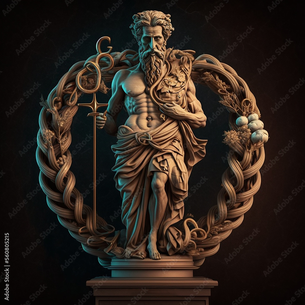 Ancient greek god Asclepius. Created with Generative AI technology ...