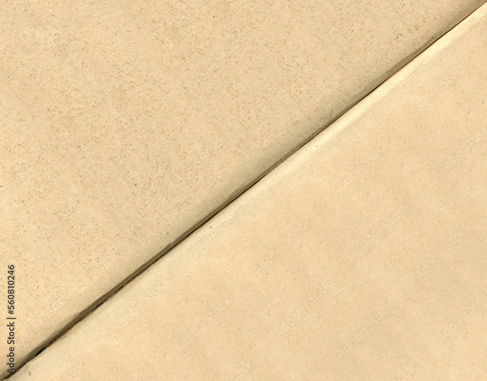 Texture of old paper with a diagonal bend. Top view. Stock Photo ...
