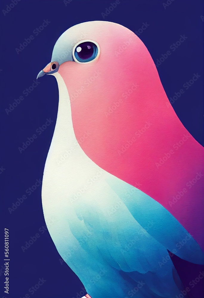 Funny adorable portrait headshot of cute dove bird. European flying ...