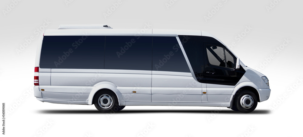 Mercedes Benz Sprinter bus, side view isolated on white background, 24 ...