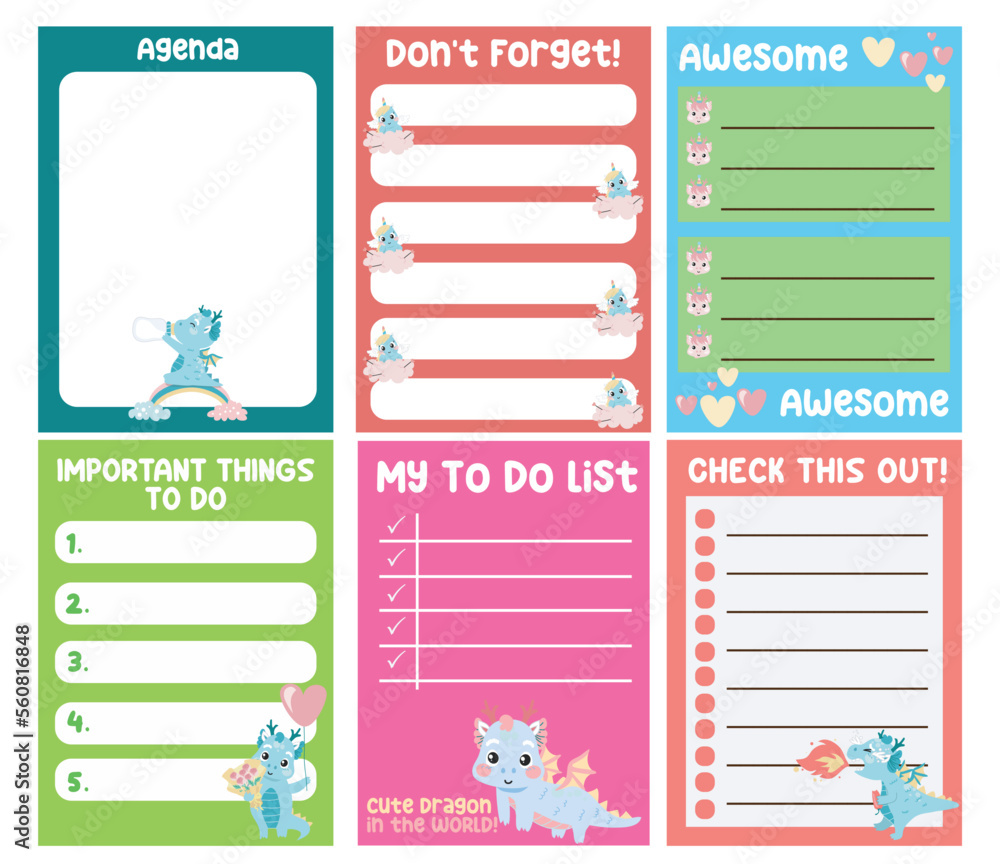 Cute weekly planner background for kids with mythology animals ...