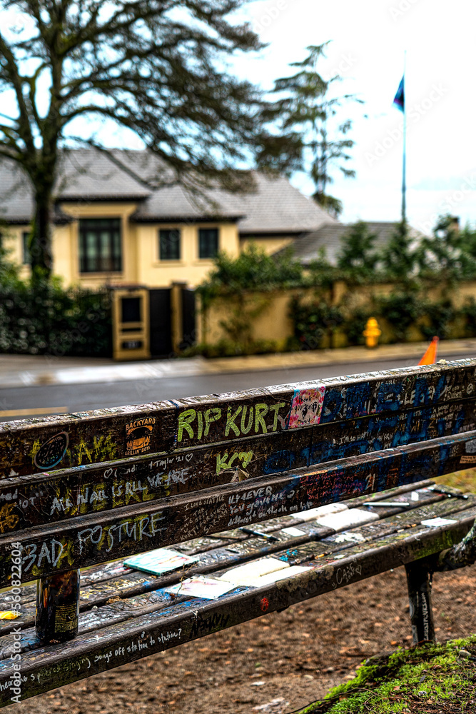 Kurt Cobain Memorial bench Stock Photo | Adobe Stock