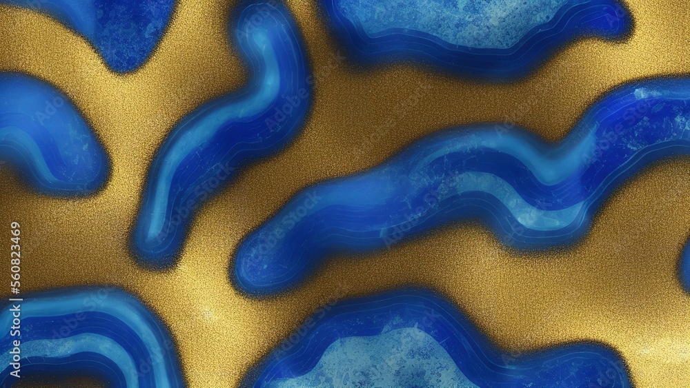 Abstract background with golden and blue veins. Luxury golden glitter ...