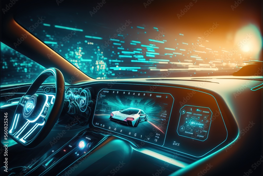 Electric Vehicle with Self-Driving. Future Car Software Technology.Self ... Electric Vehicle with Self-Driving. Future Car Software Technology.Self ...