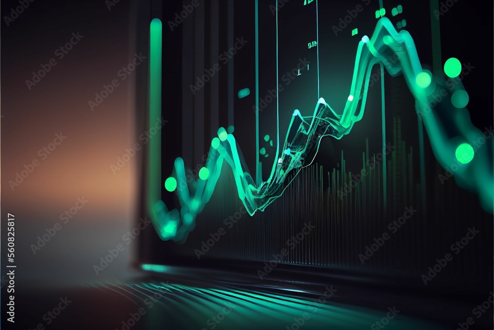 Neon Chart rising successful upwards created with generative ai ...