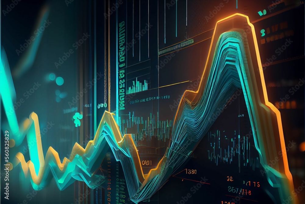 Neon Chart rising successful upwards created with generative ai ...