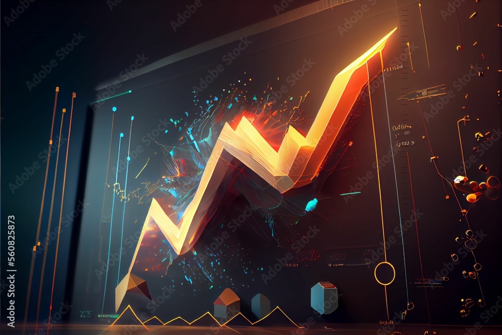 Neon Chart rising successful upwards created with generative ai ...