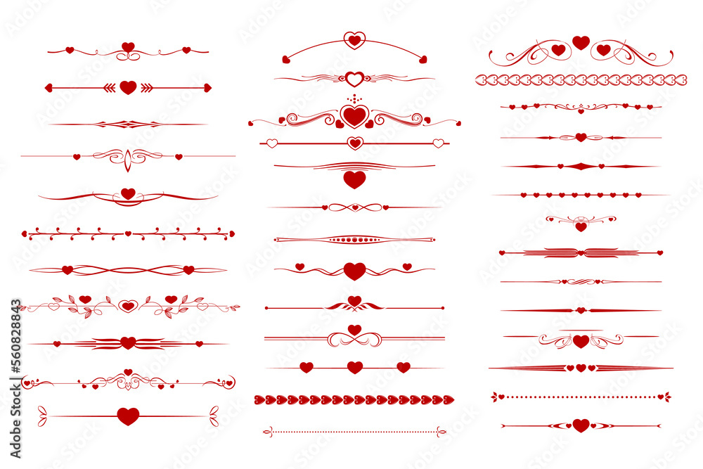 red text dividers set. Dividers for Valentine's day Stock Vector ...