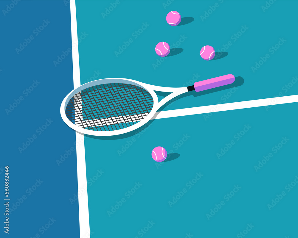 Pink Tennis Racket Stock Illustration | Adobe Stock