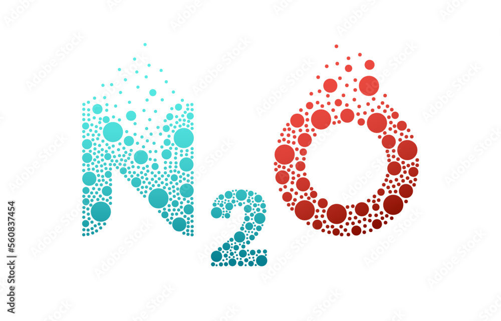 Nitrous oxide N2O bubble logo design isolated on white background ...