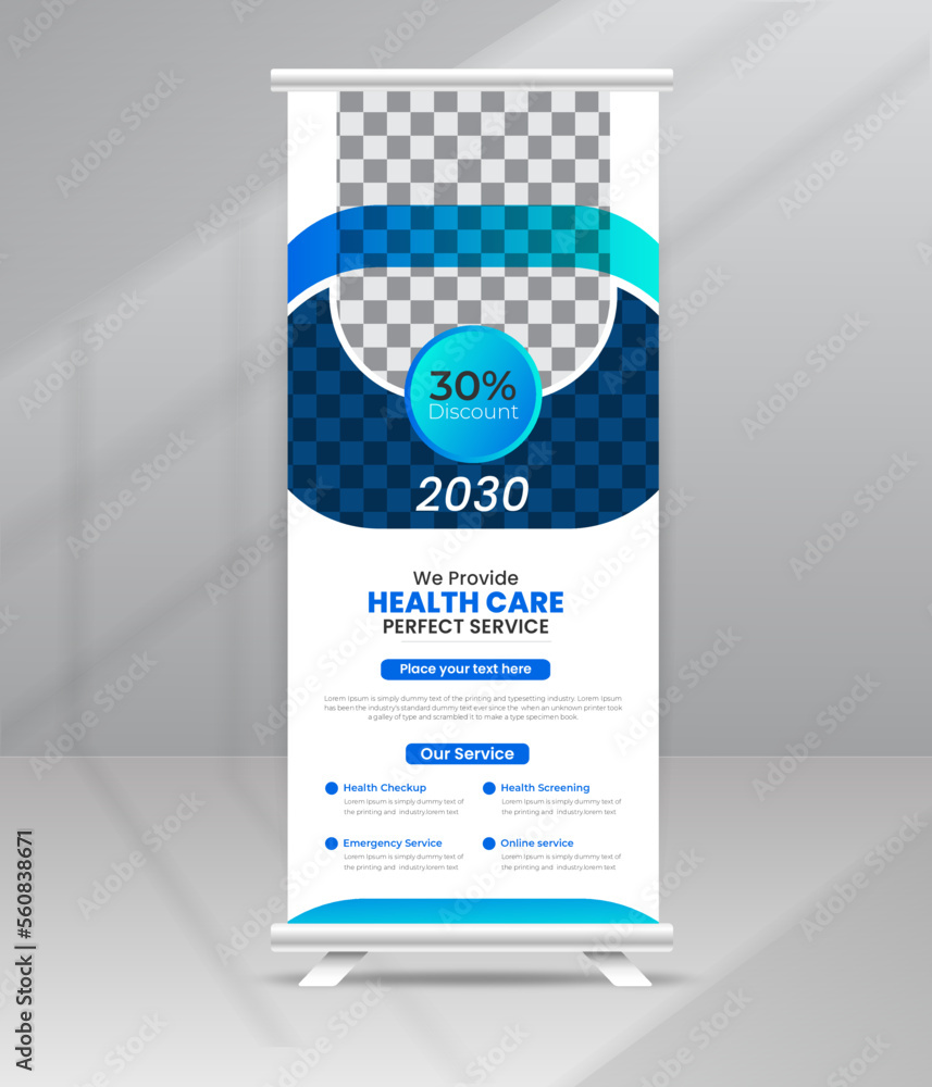 Medical Health Care Doctor Roll up Banner Standee Display template for ...