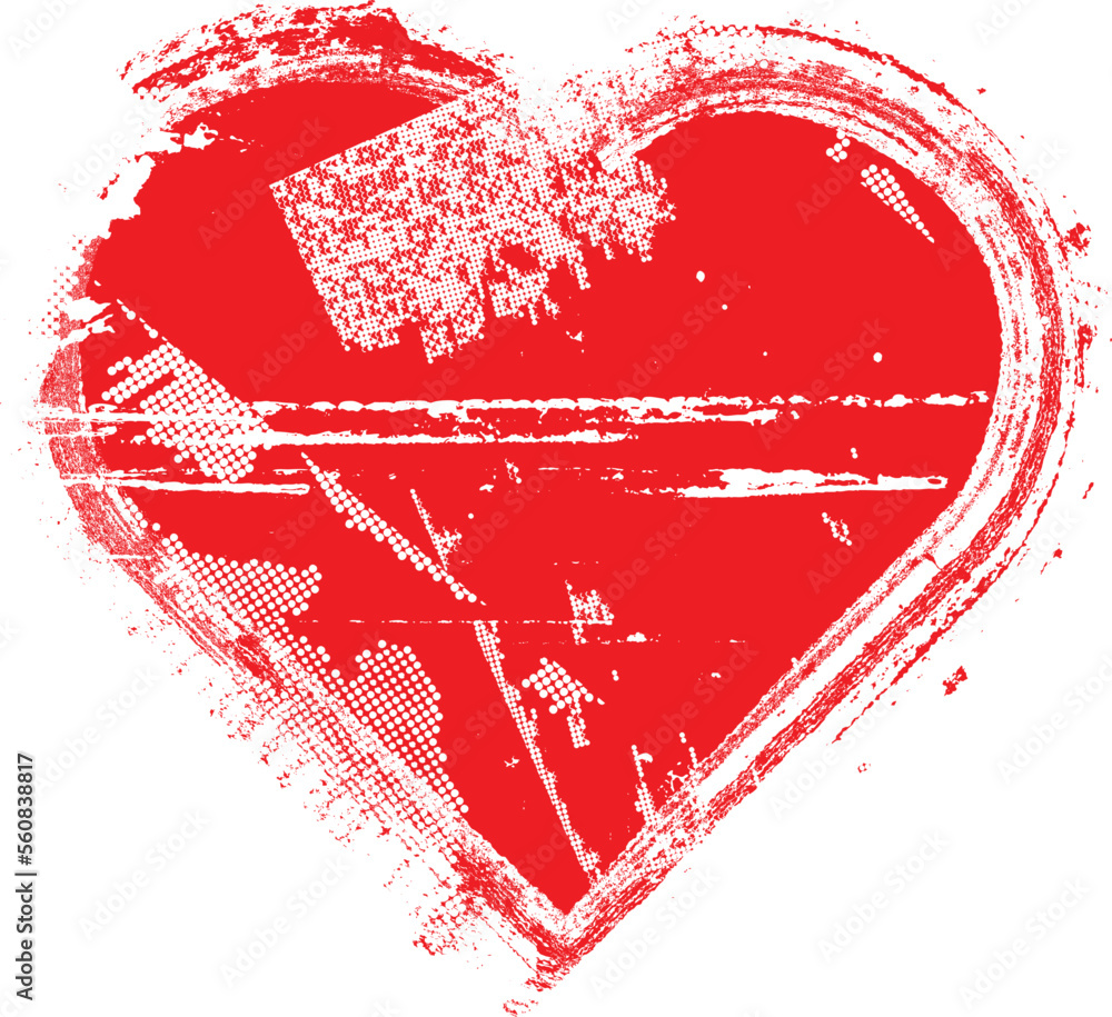 Glitch distorted heart shape . Minimal art design . Noise destroyed ...