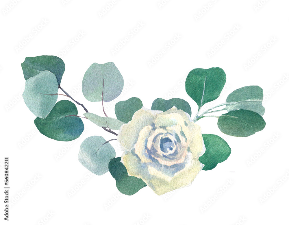 Funeral floral arrangement, white flowers rose and eucalyptus wreath ...