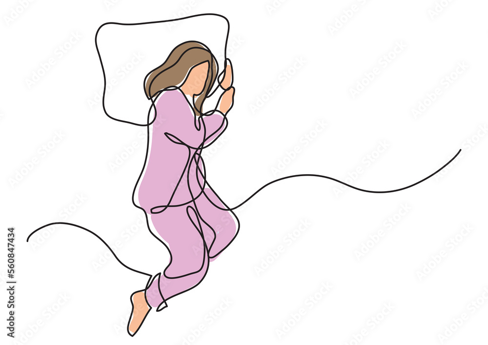 single line drawing sleeping woman colored colored - PNG image with ...
