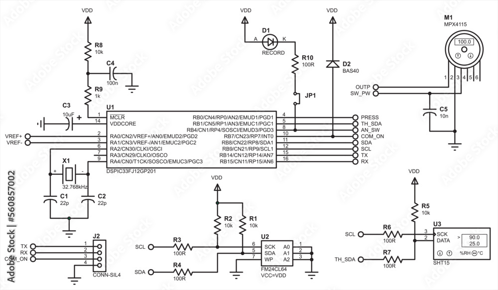Schematic diagram of electronic device. Vector drawing electrical ...