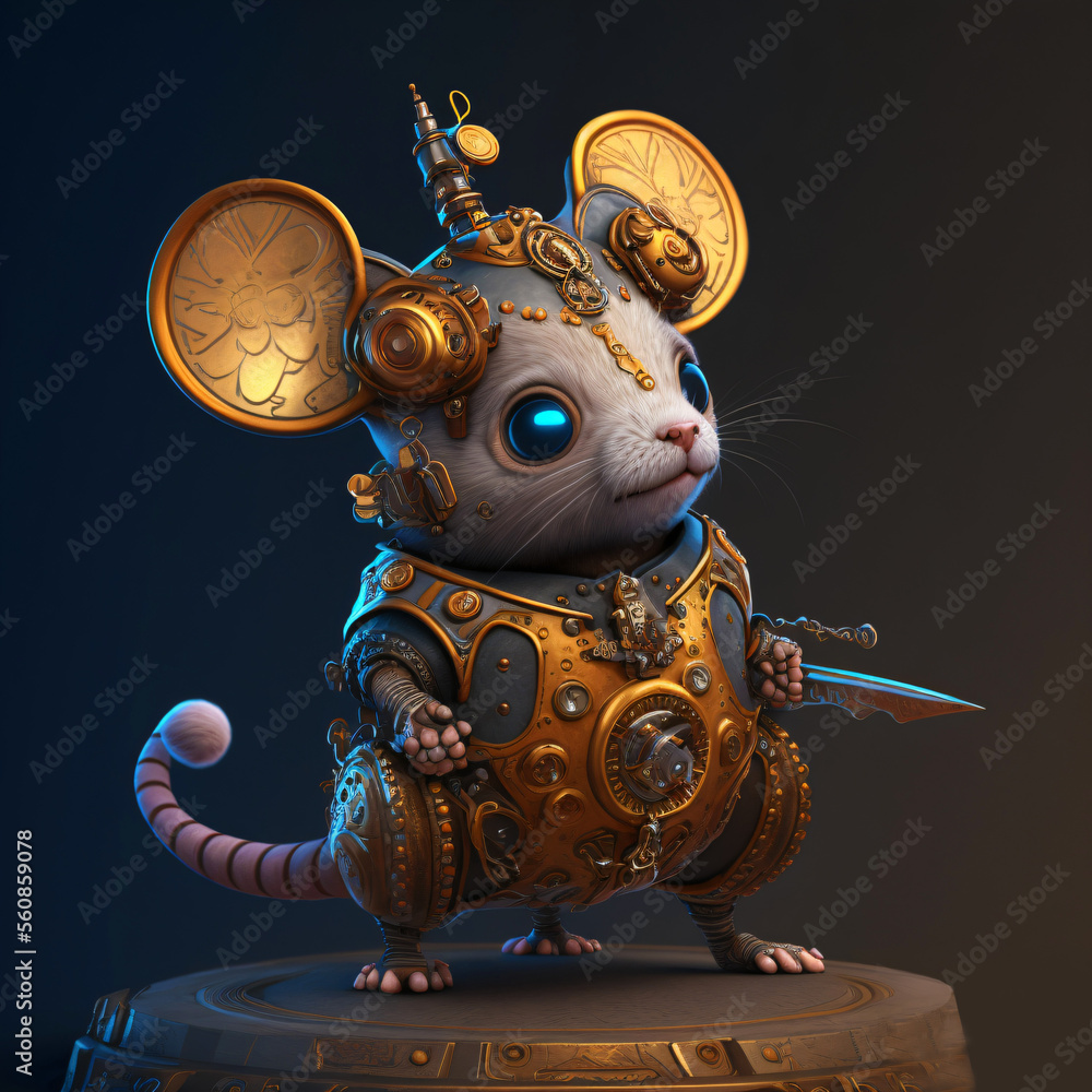 crazy steampunk cartoon mouse, generative ai Stock Illustration | Adobe ...