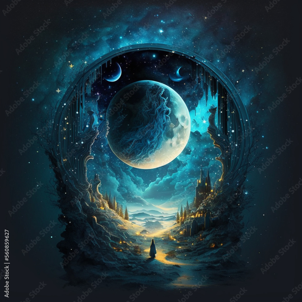 AI-Generated art of Futuristic Astronaut in front of a planet portal ...