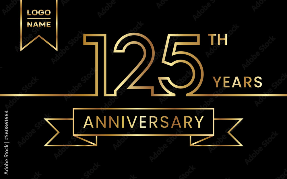 125th Anniversary template design with gold color for celebration event ...