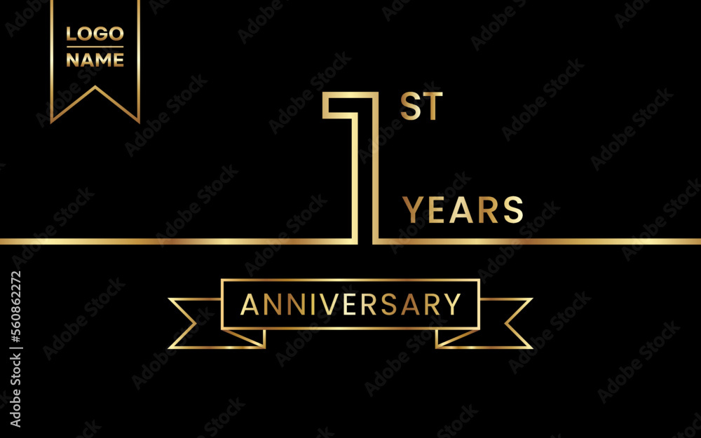 1st Anniversary template design with gold color for celebration event ...