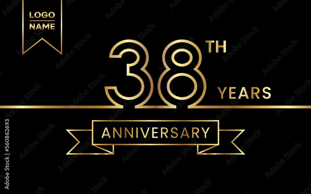 38th Anniversary template design with gold color for celebration event ...