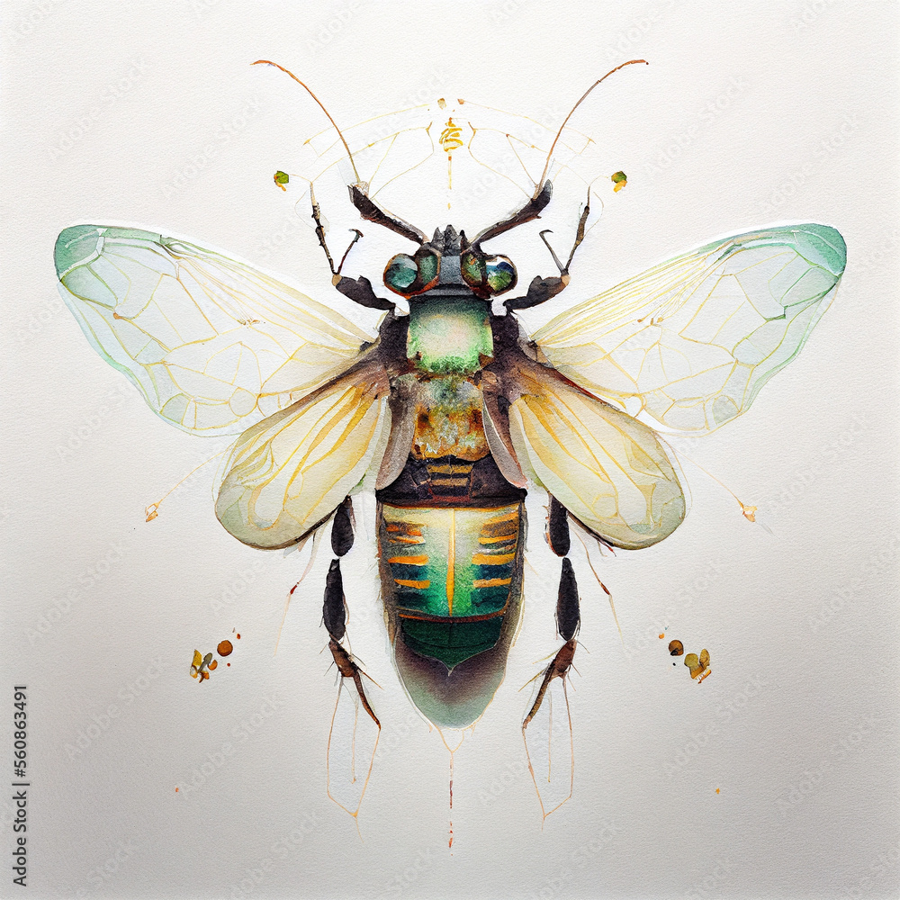Diptera, watercolor (generative ai content) Stock Illustration | Adobe ...