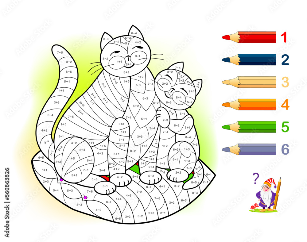 Grafika wektorowa Stock: Math education for children. Coloring book ...