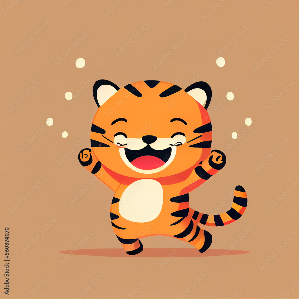 Cute happy chibi tiger, generative ai Stock Illustration | Adobe Stock