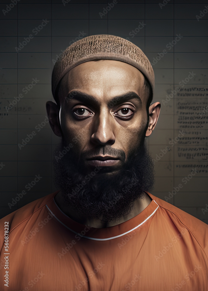 portrait mugshot of a Serious Middle eastern man looking at the camera ...