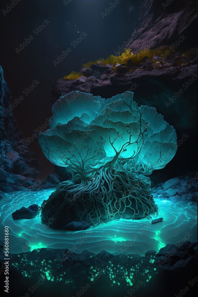 Vertical magical fantasy glowing nature elements generative ai ...