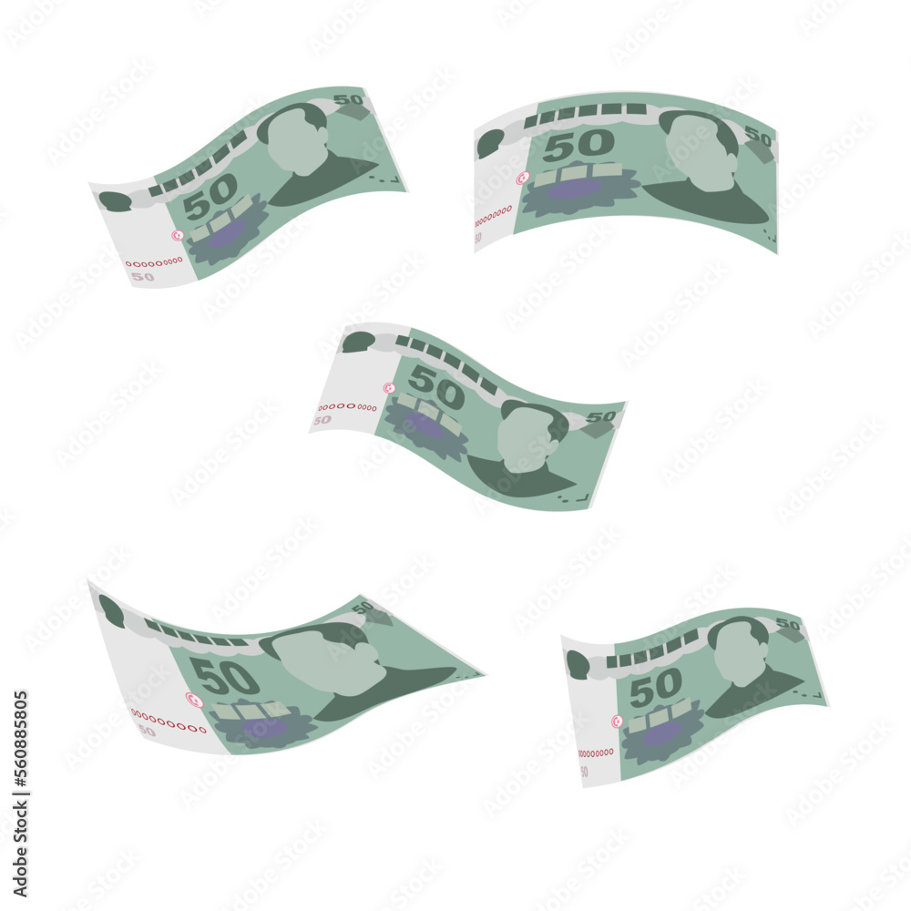 Yuan Renminbi Vector Illustration. Chinese money set bundle banknotes ...