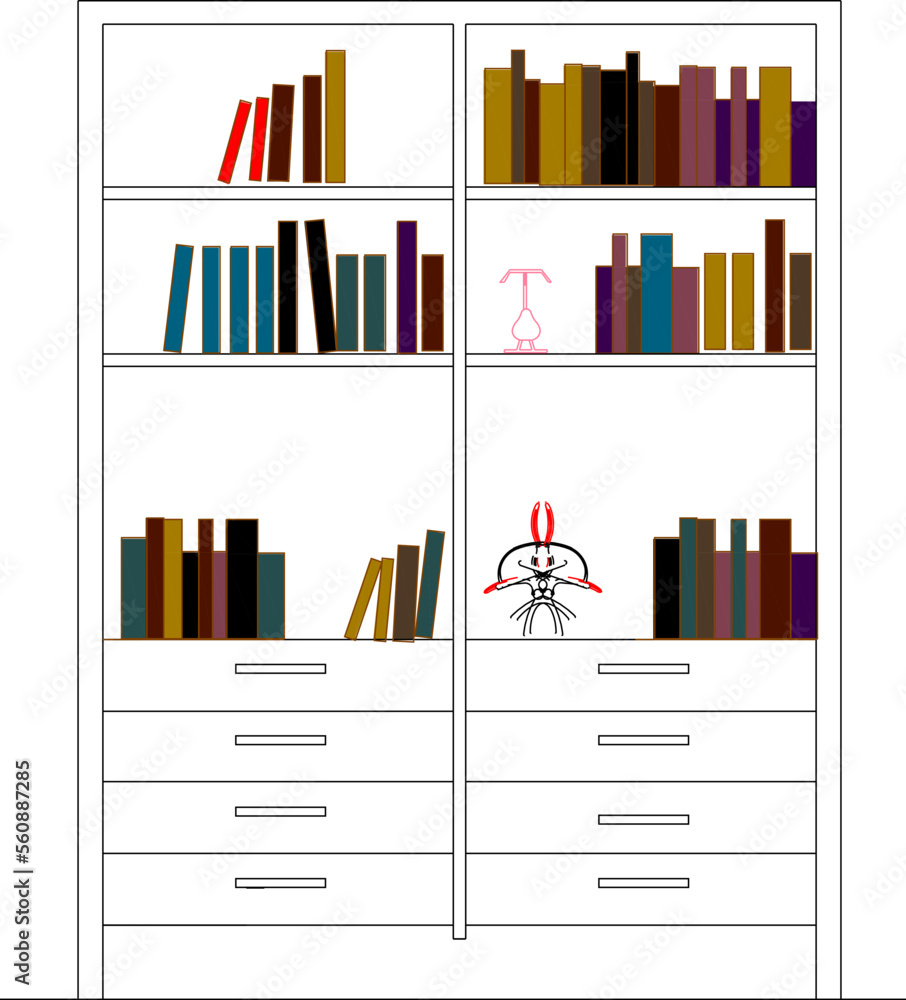 colorful bookshelf illustration vector sketch design Stock Vector ...