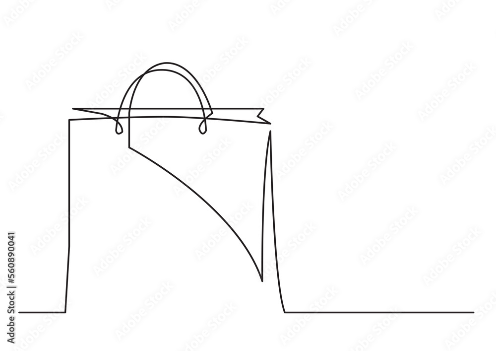 continuous line drawing shopping bag sign - PNG image with transparent ...