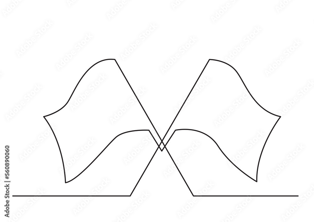 continuous line drawing two flags - PNG image with transparent ...