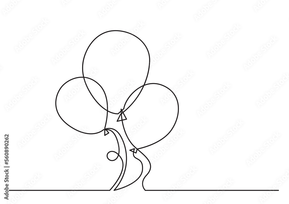 one line isolated vector object air balloons - PNG image with ...