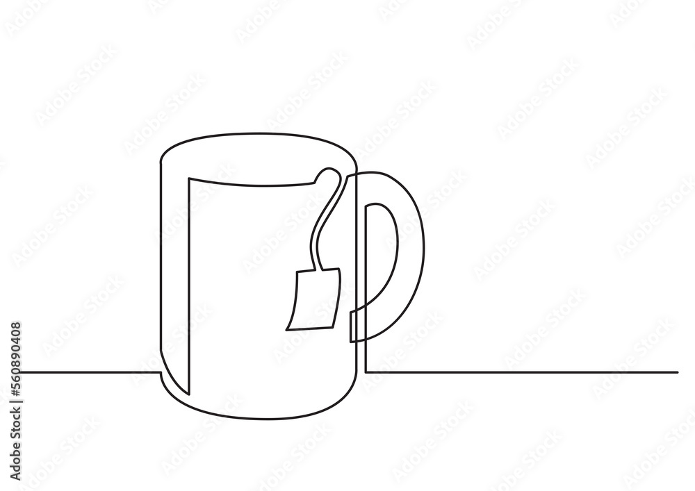 one line isolated vector object mug of tea - PNG image with transparent ...