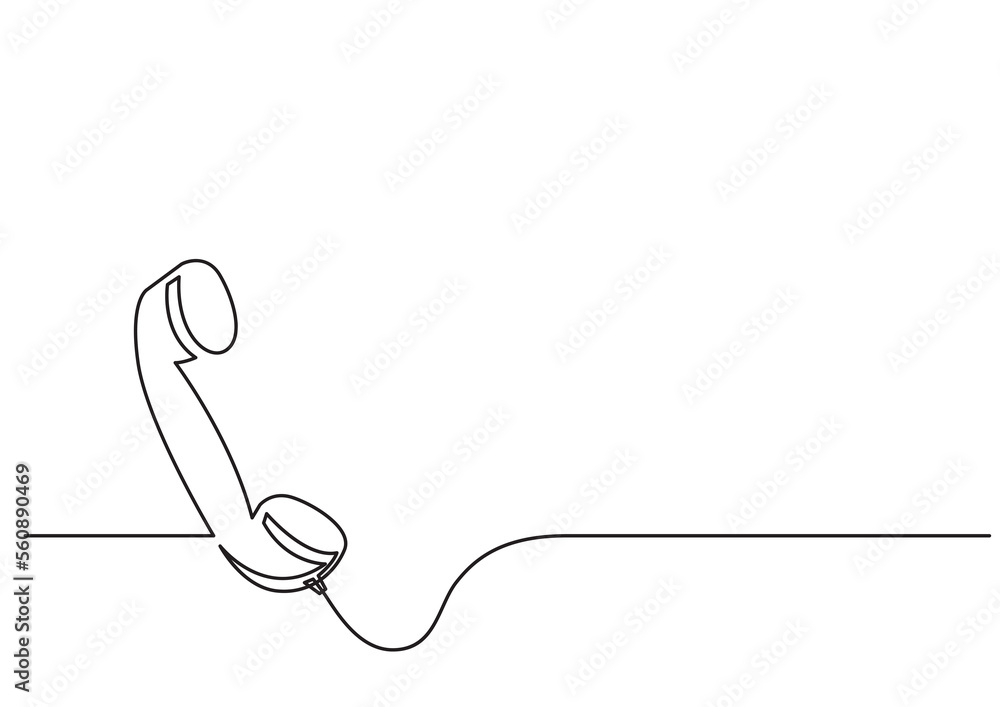 one line isolated vector object phone receiver - PNG image with ...