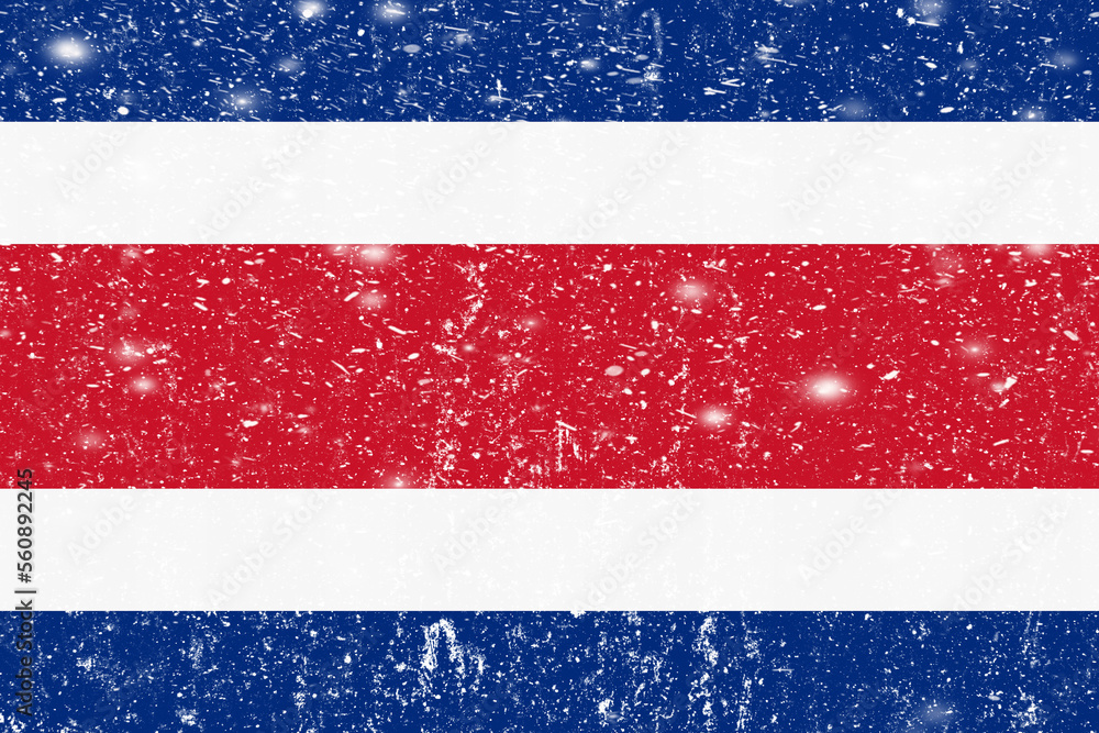 New concept Costa_Rica flag White messy wall stucco texture background ...