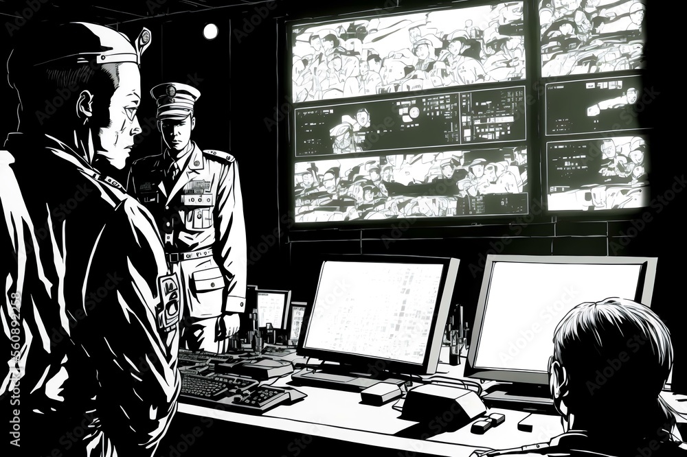 military control room, with operators in shock and disbelief, showing ...