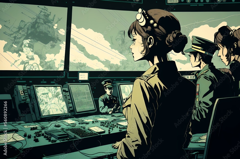 military control room, with operators in shock and disbelief, showing ...