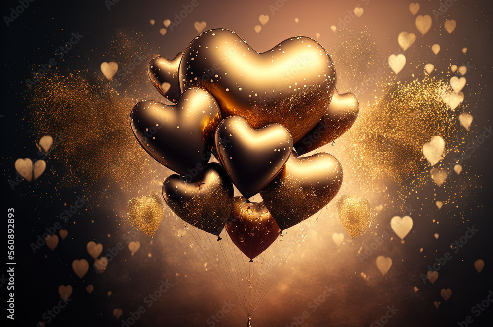 Heart shape balloon with copy space luxury glitter background ...